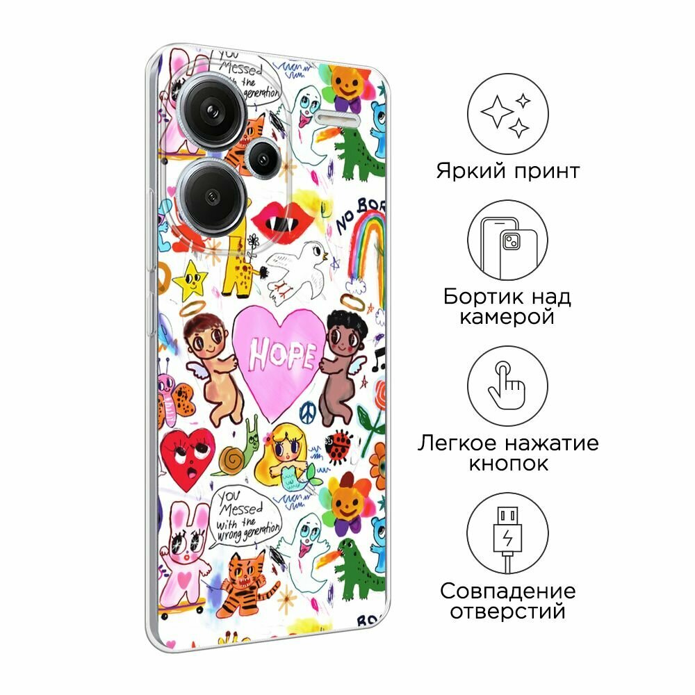 Чехол на Xiaomi Redmi Note 13 Pro+ / Сяоми Редми Нот 13 Про + с принтом "Милые рисунки" — фото 1