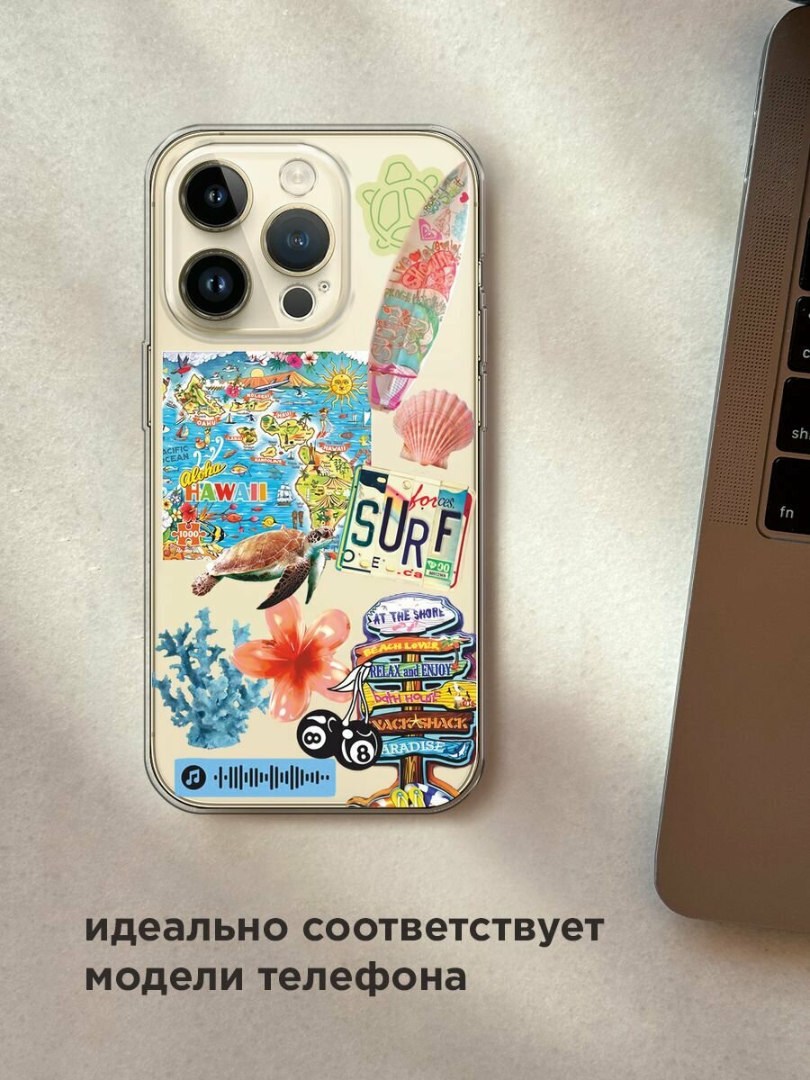 Чехол на Apple iPhone 14 Pro / Айфон 14 Про с принтом "Summer collage", прозрачный — фото 1