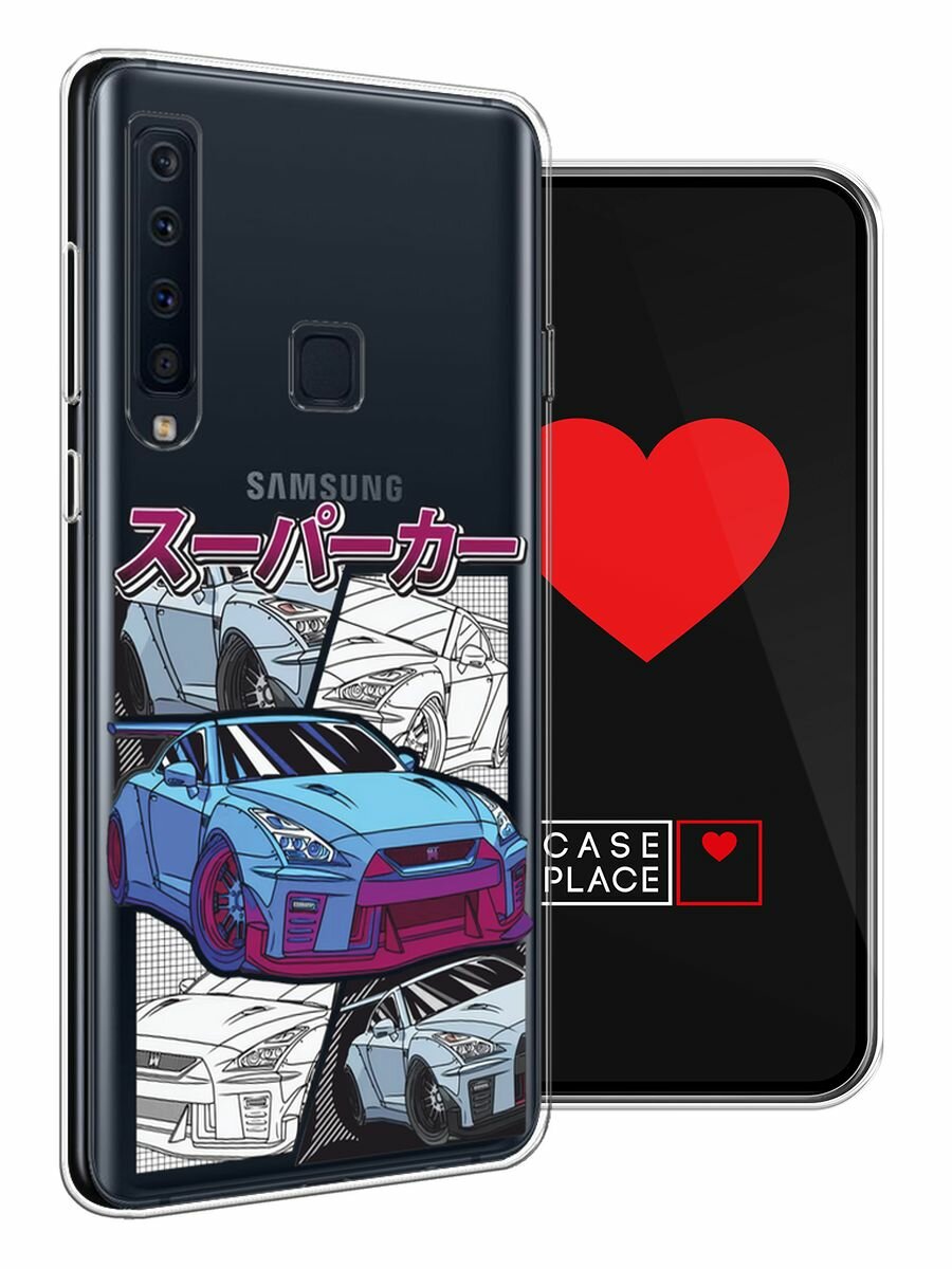 Чехол на Samsung Galaxy A9 2018 / Самсунг Галакси А9 2018 с принтом "JDM коллаж", прозрачный — фото 1
