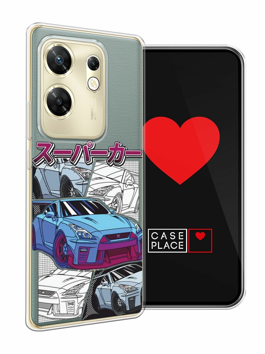 Чехол на Infinix Zero 30 4G / Инфиникс Зеро 30 4G с принтом "JDM коллаж", прозрачный — фото 1