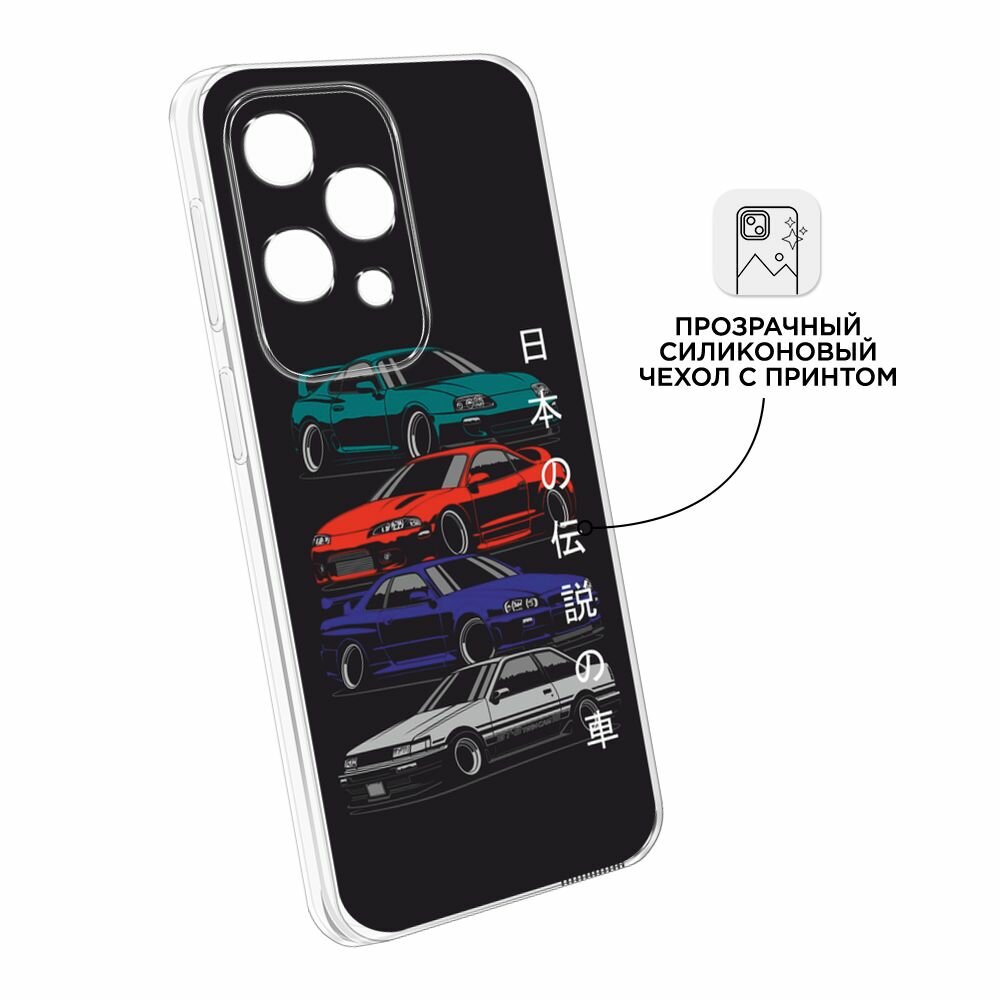 Силиконовый чехол на Oppo A1k / Оппо А1к с принтом "JDM Legend cars" — фото 1