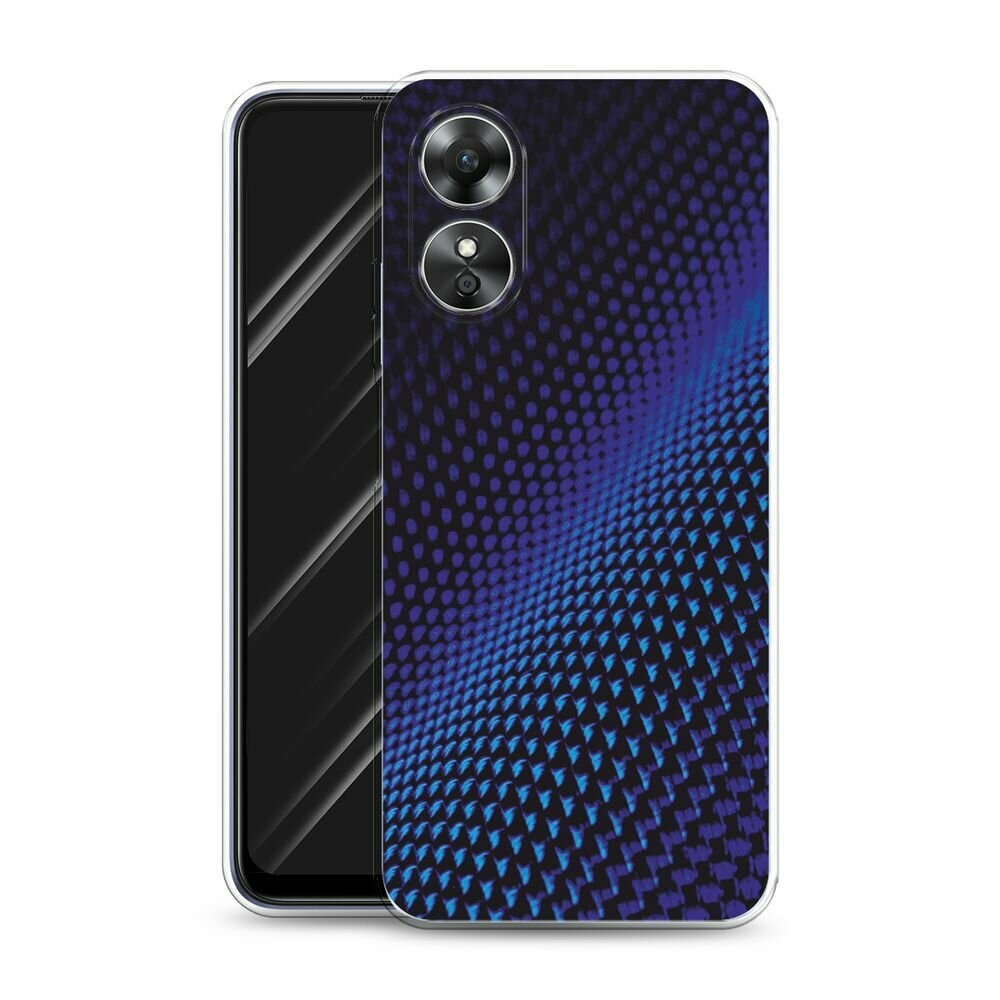 Силиконовый чехол на Oppo A17 / Оппо A17 с принтом "Синий карбон" — фото 1