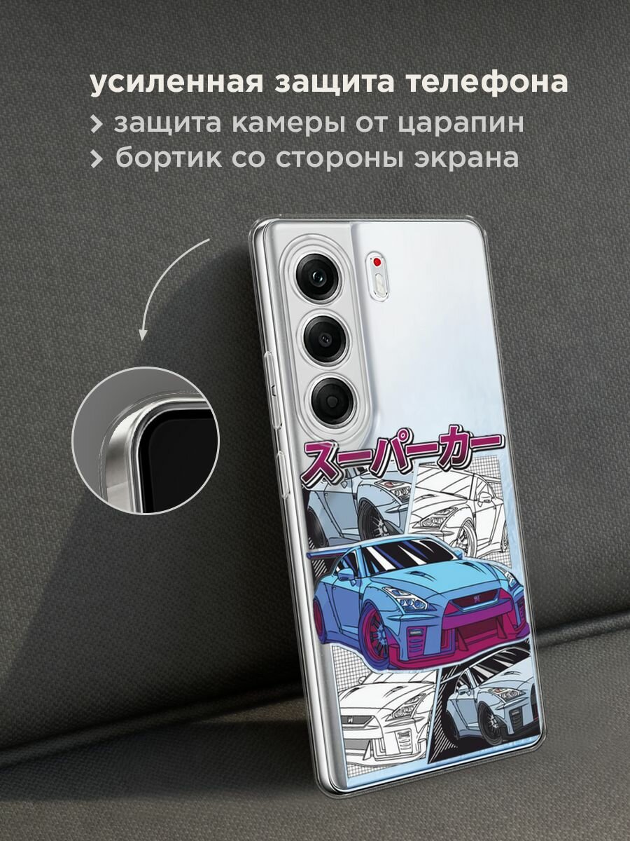Чехол на Tecno Camon 40 Pro 5G / Текно Камон 40 Про 5G с принтом "JDM коллаж", прозрачный — фото 1