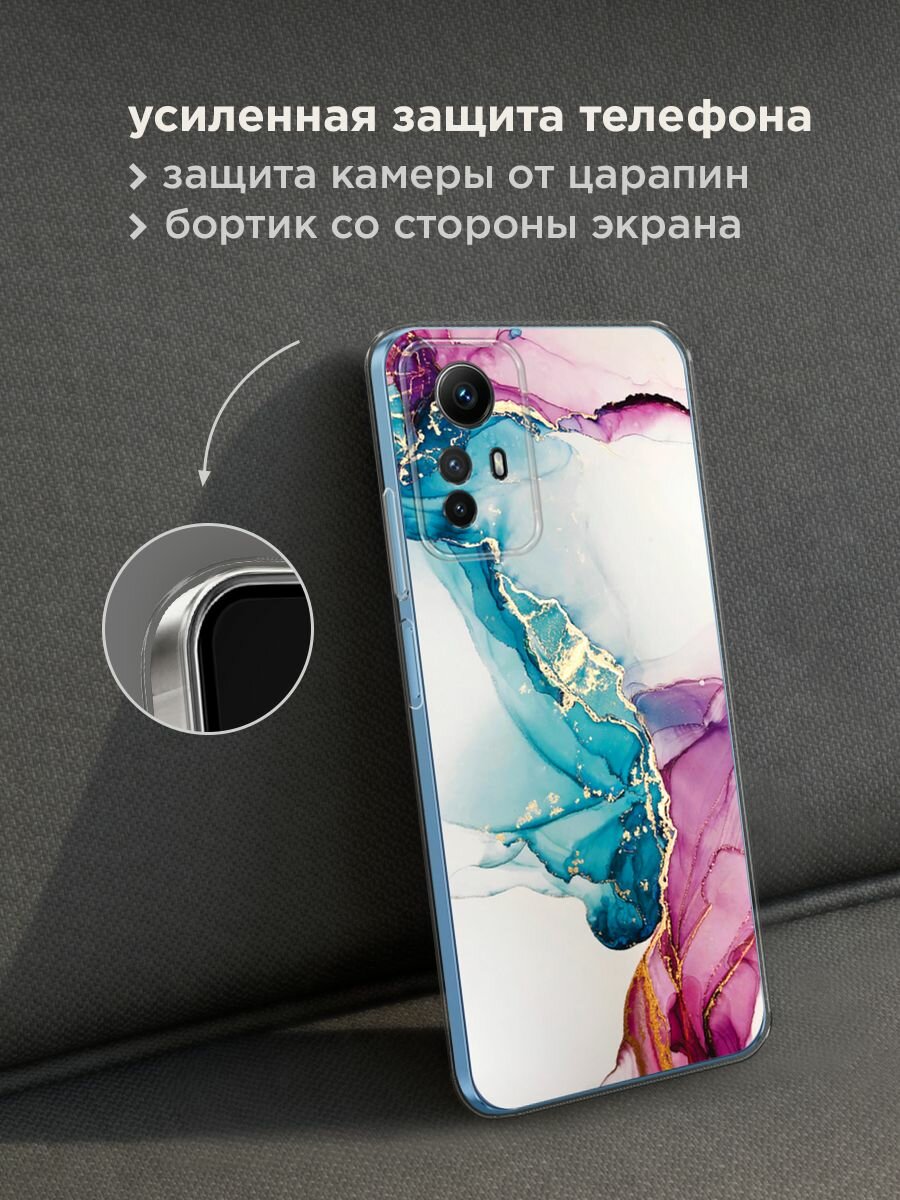 Чехол на Xiaomi Redmi Note 12S / Сяоми Редми Ноут 12S с принтом "Розовые разводы рисунок" — фото 1