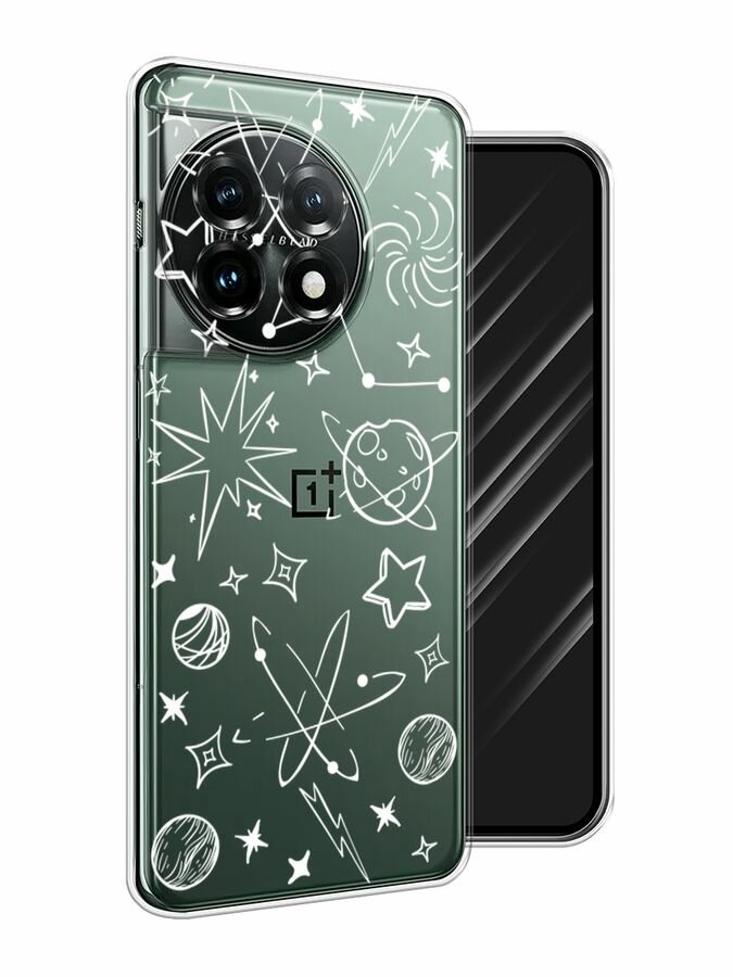 Чехол на OnePlus 11 / Ван Плас 11 с принтом "Космическая вселенная", прозрачный
