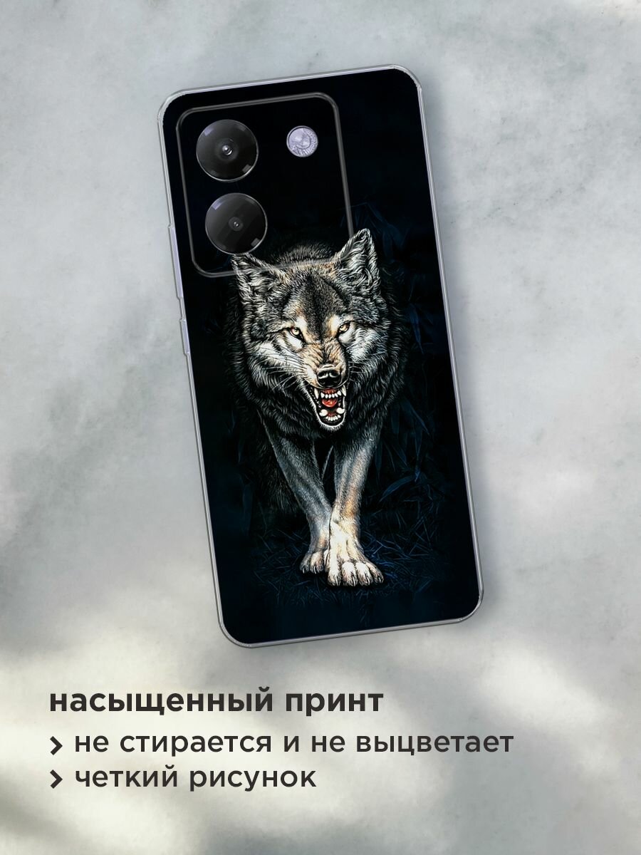 Чехол на Poco M7 Pro / Поко М7 Про с принтом "Злобный волк из ночи" — фото 1