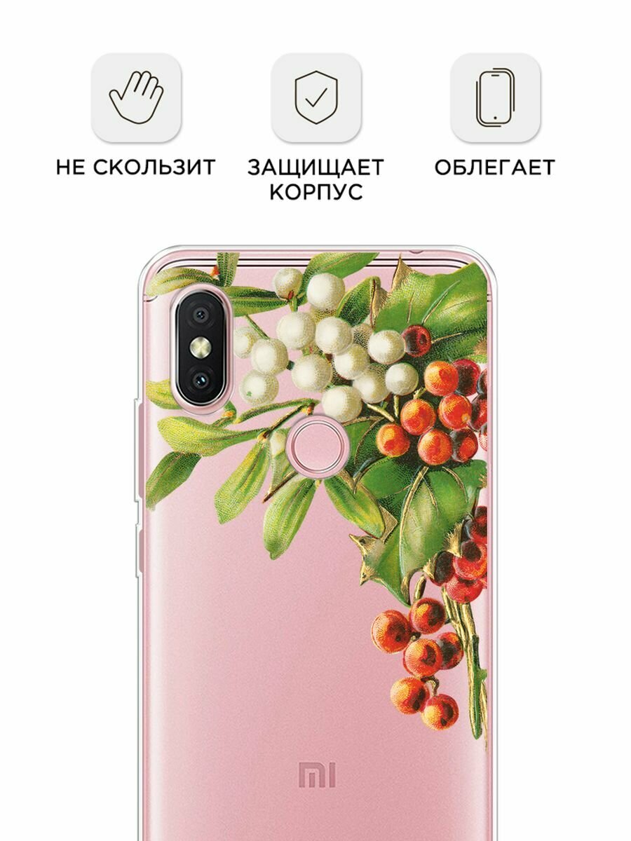 Чехол на Xiaomi Redmi S2 (Redmi Y2) / Сяоми Редми С2 (Редми Y2) с принтом Омела, прозрачный — фото 1