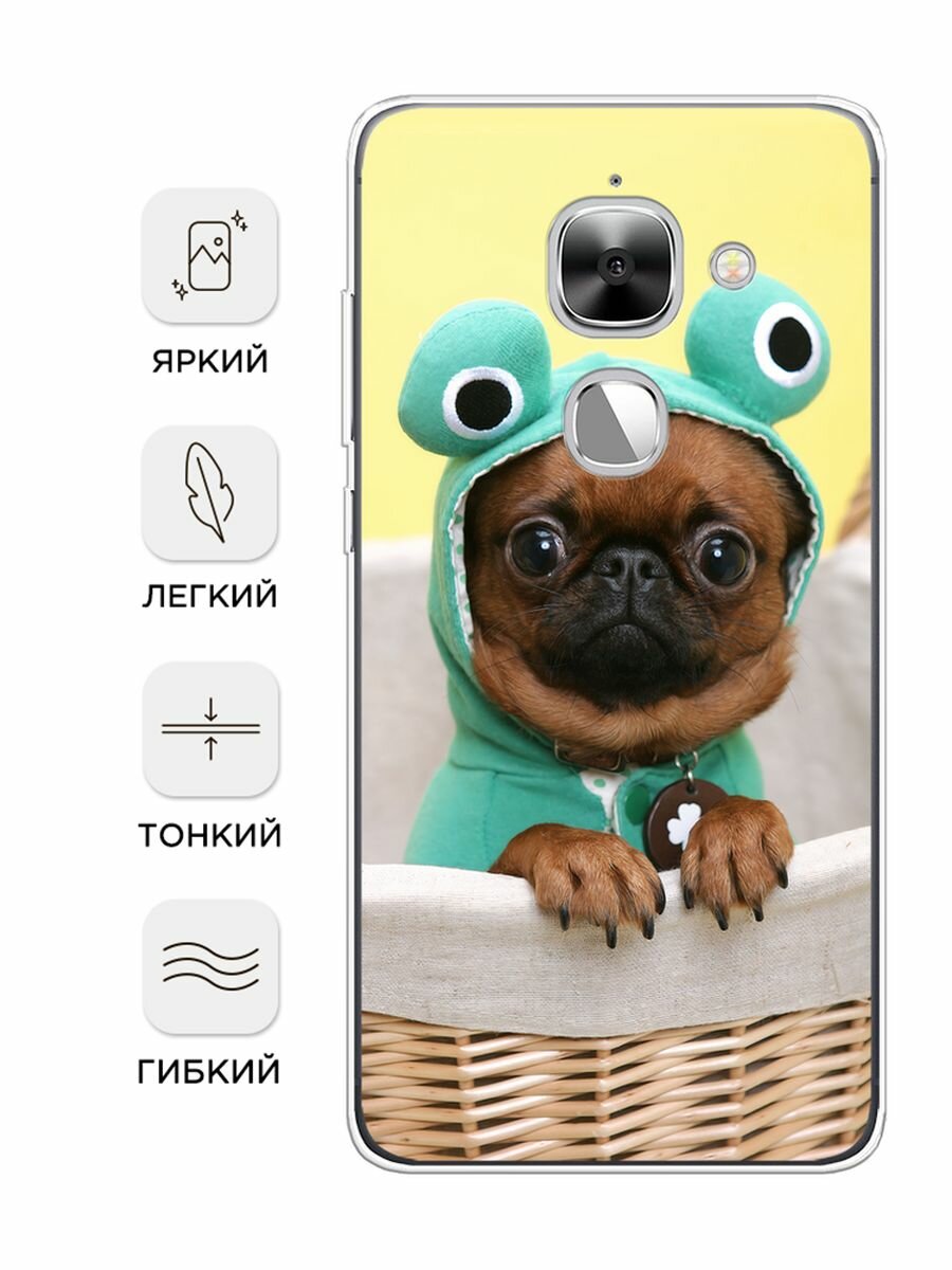Чехол на LeEco Le 2/2 pro / Лееко Ле 2/2 про с принтом "Собачка в шапке лягушки" — фото 1