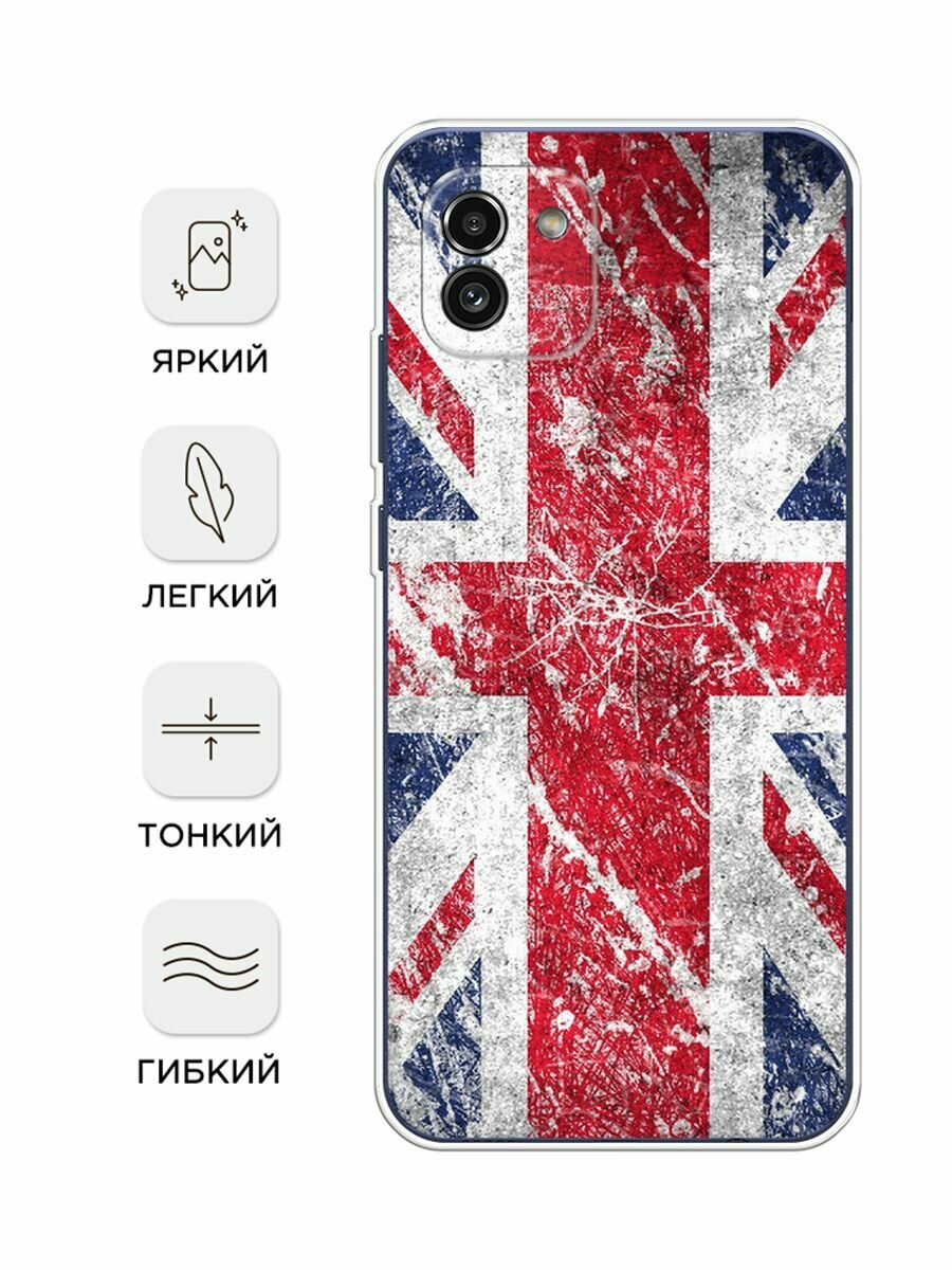 Чехол на Samsung Galaxy A03 / Самсунг Галакси А03 с принтом "Флаг британский" — фото 1