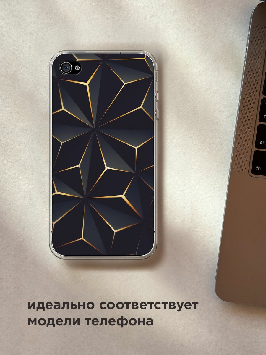 Чехол на Apple iPhone 4/4S / Айфон 4/4S с принтом "Черные полигоны" — фото 1