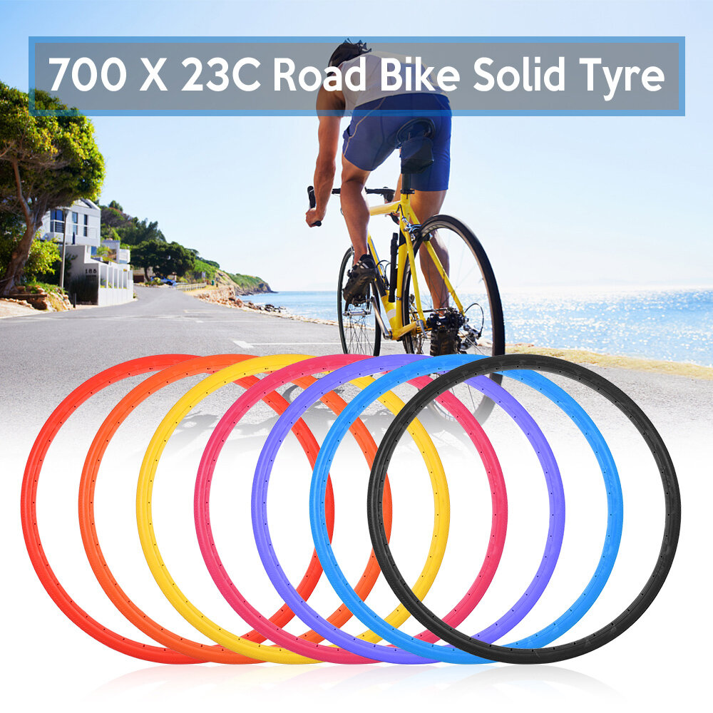 Шина для велосипеда Solid Tire 700x23C для дорожных велосипедов, безкамерная, черный, синий, желтый, оранжевый, пурпурный, красный, розовый, 1 шт.
