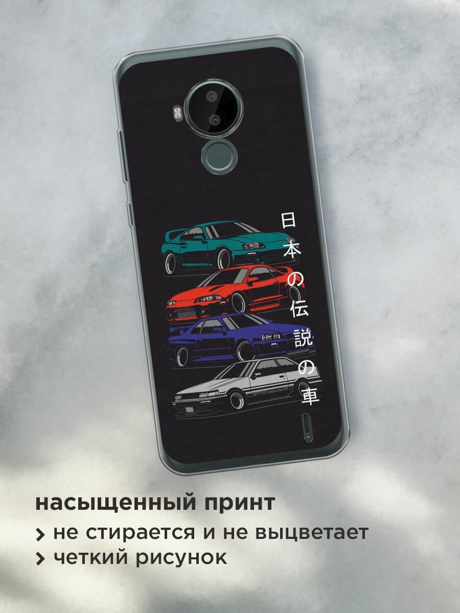 Силиконовый чехол на Nokia C30 / Нокия C30 с принтом "JDM Legend cars" — фото 1