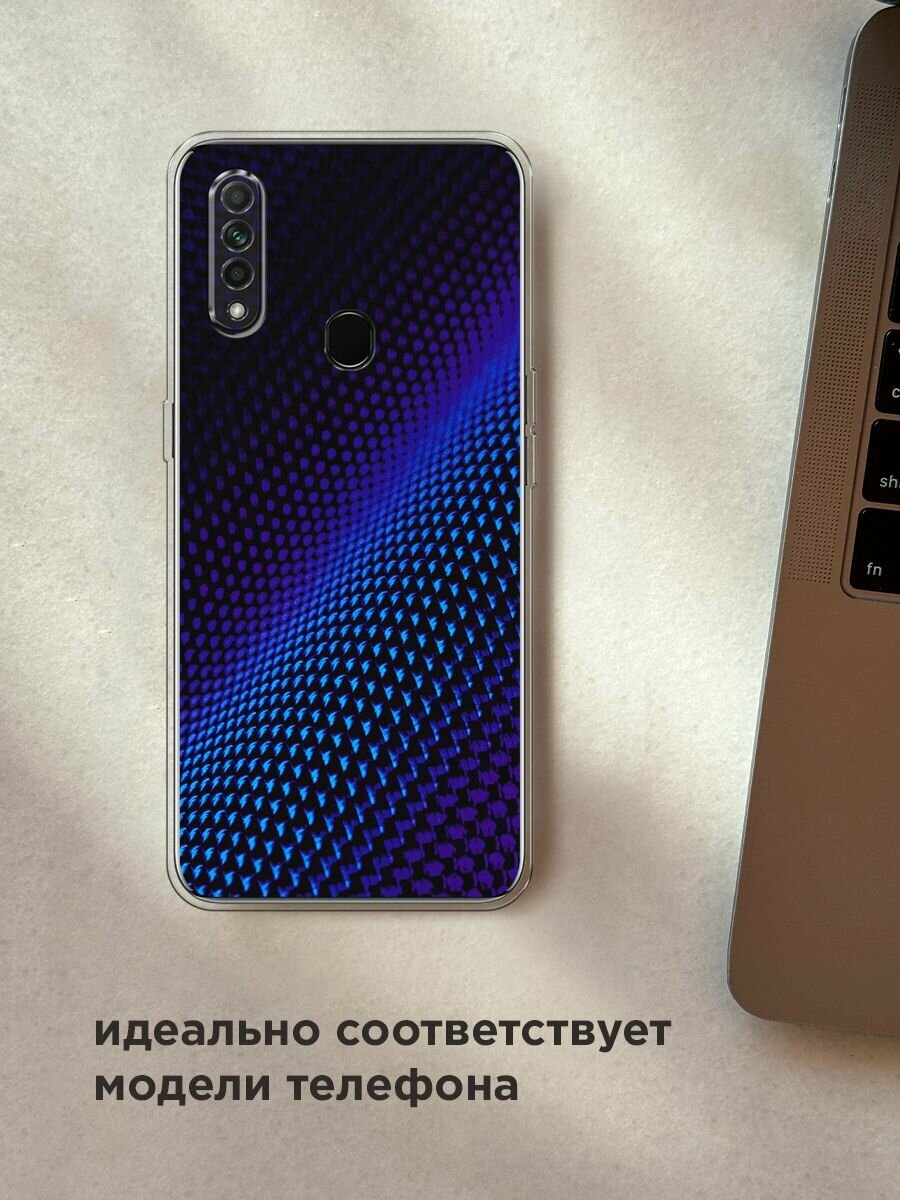 Силиконовый чехол на Oppo A31 / Оппо А31 с принтом "Синий карбон" — фото 1