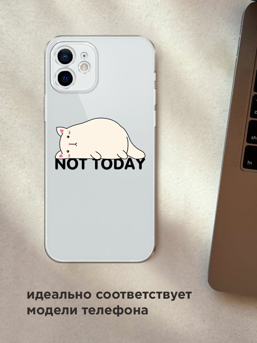 Чехол на Apple iPhone 12 mini / Айфон 12 Мини с принтом "Cat not today", прозрачный — фото 1
