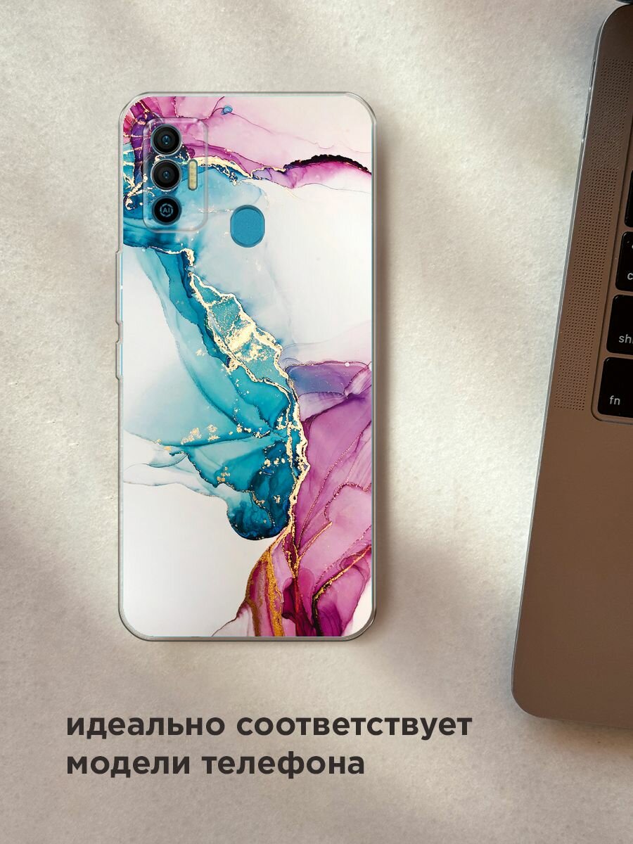 Чехол на Tecno Spark 7 / Техно Спарк 7 с принтом "Розовые разводы рисунок" — фото 1