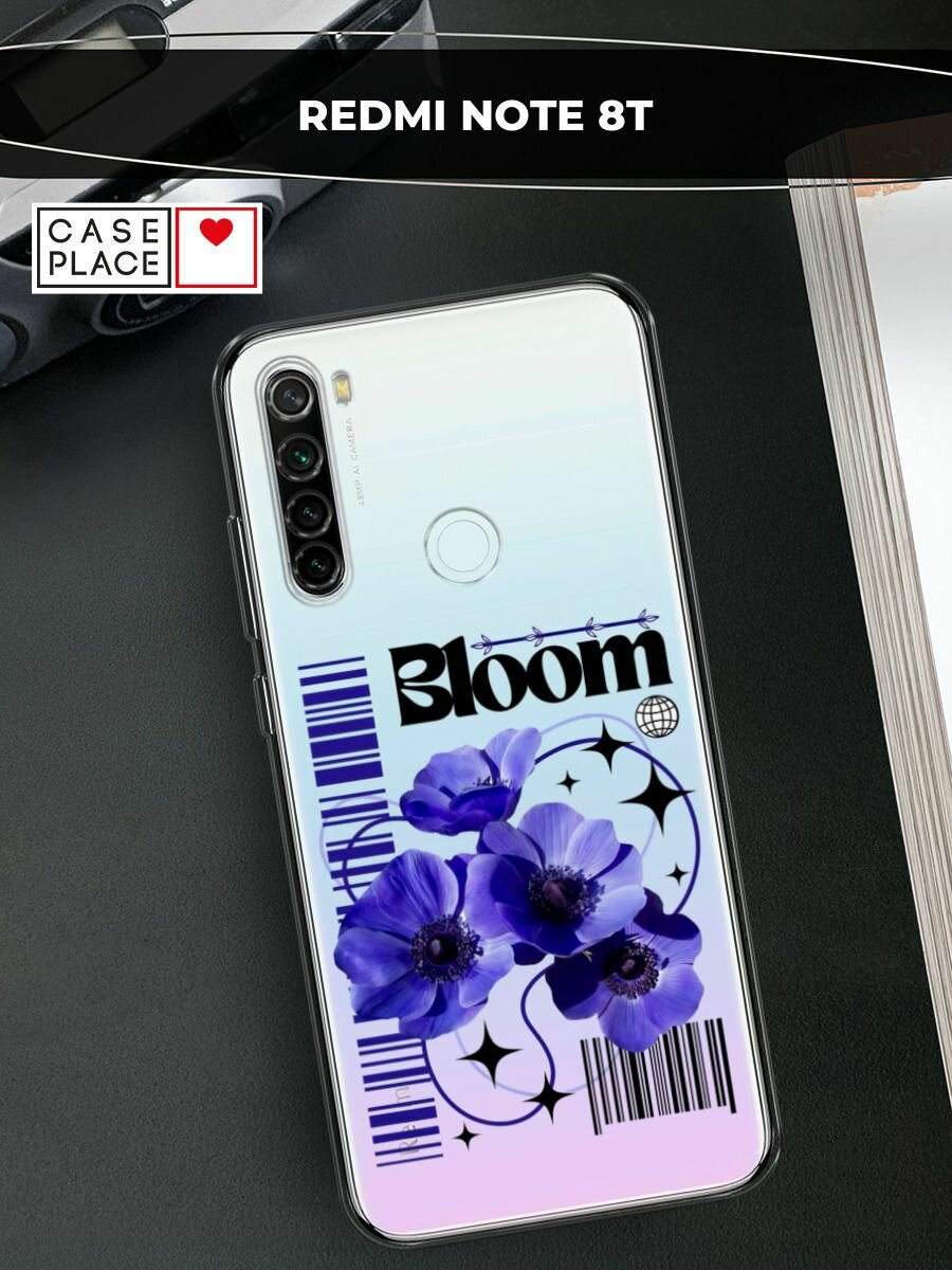 Чехол на Xiaomi Redmi Note 8T / Сяоми Редми Нот 8Т с принтом "Завораживающие анемоны", прозрачный