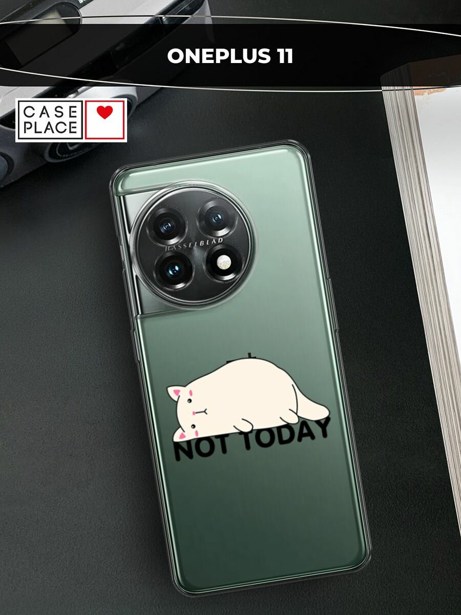 Чехол на OnePlus 11 / Ван Плас 11 с принтом "Cat not today", прозрачный