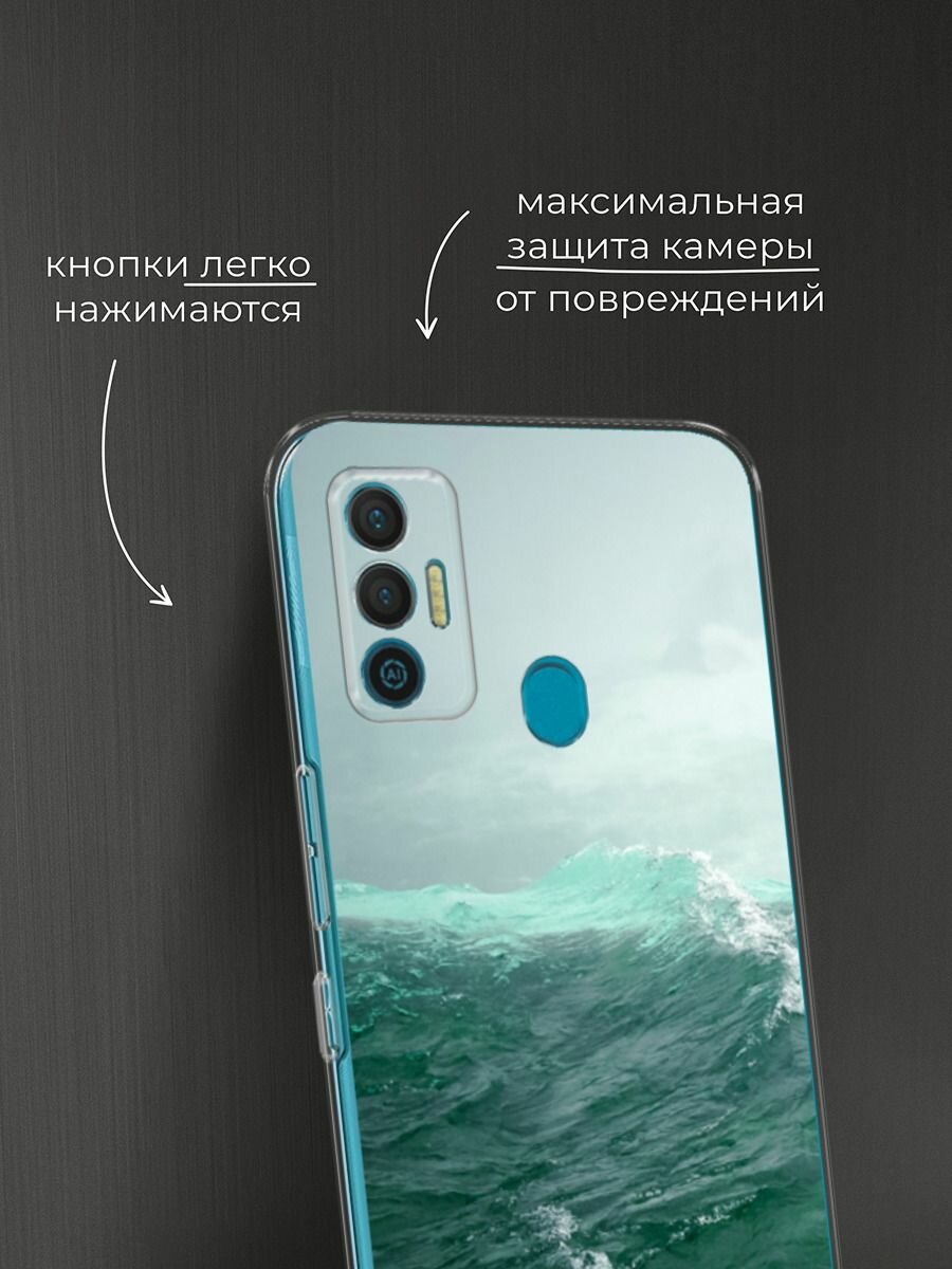 Силиконовый чехол на Tecno Spark 7 / Техно Спарк 7 с принтом "Волны 12" — фото 1