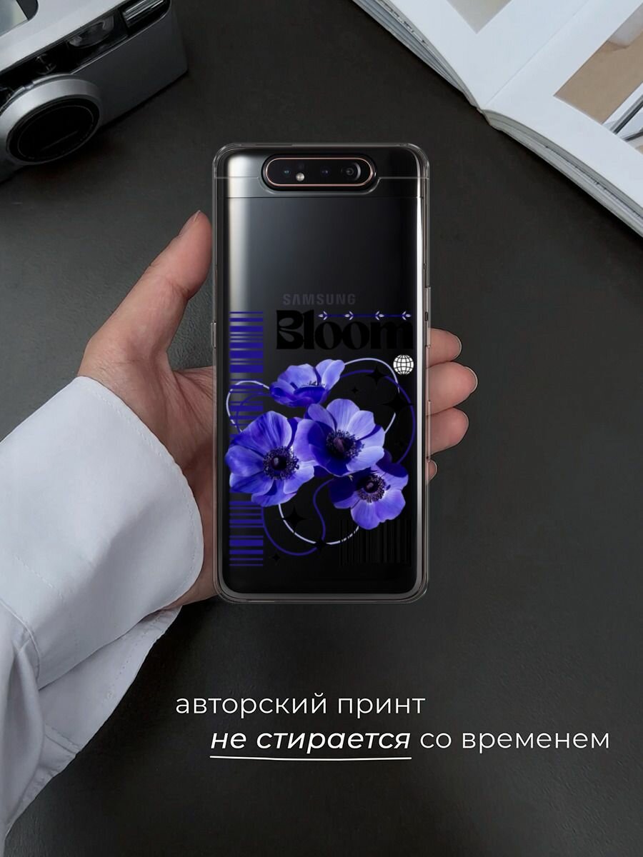 Чехол на Samsung Galaxy A80 / Самсунг Гэлакси A80 с принтом "Завораживающие анемоны", прозрачный — фото 1