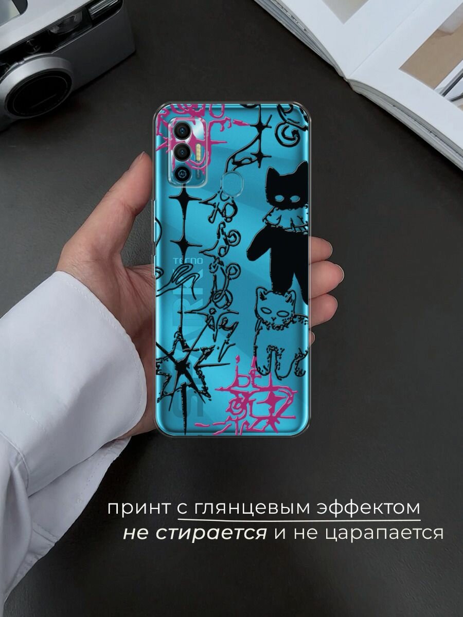 Чехол на Tecno Spark 7 / Техно Спарк 7 с принтом "Готические котики" — фото 1