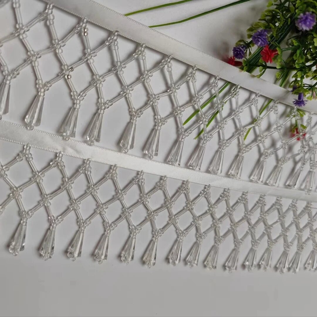 EEZYCO бахрома из бисера 6 см Белый, clear