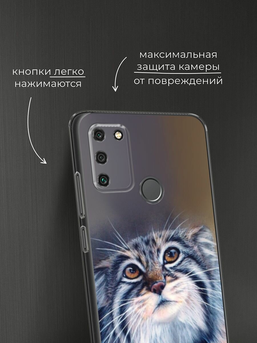 Силиконовый чехол на Honor 9A / Хонор 9А с принтом "Кот манул 2" — фото 1