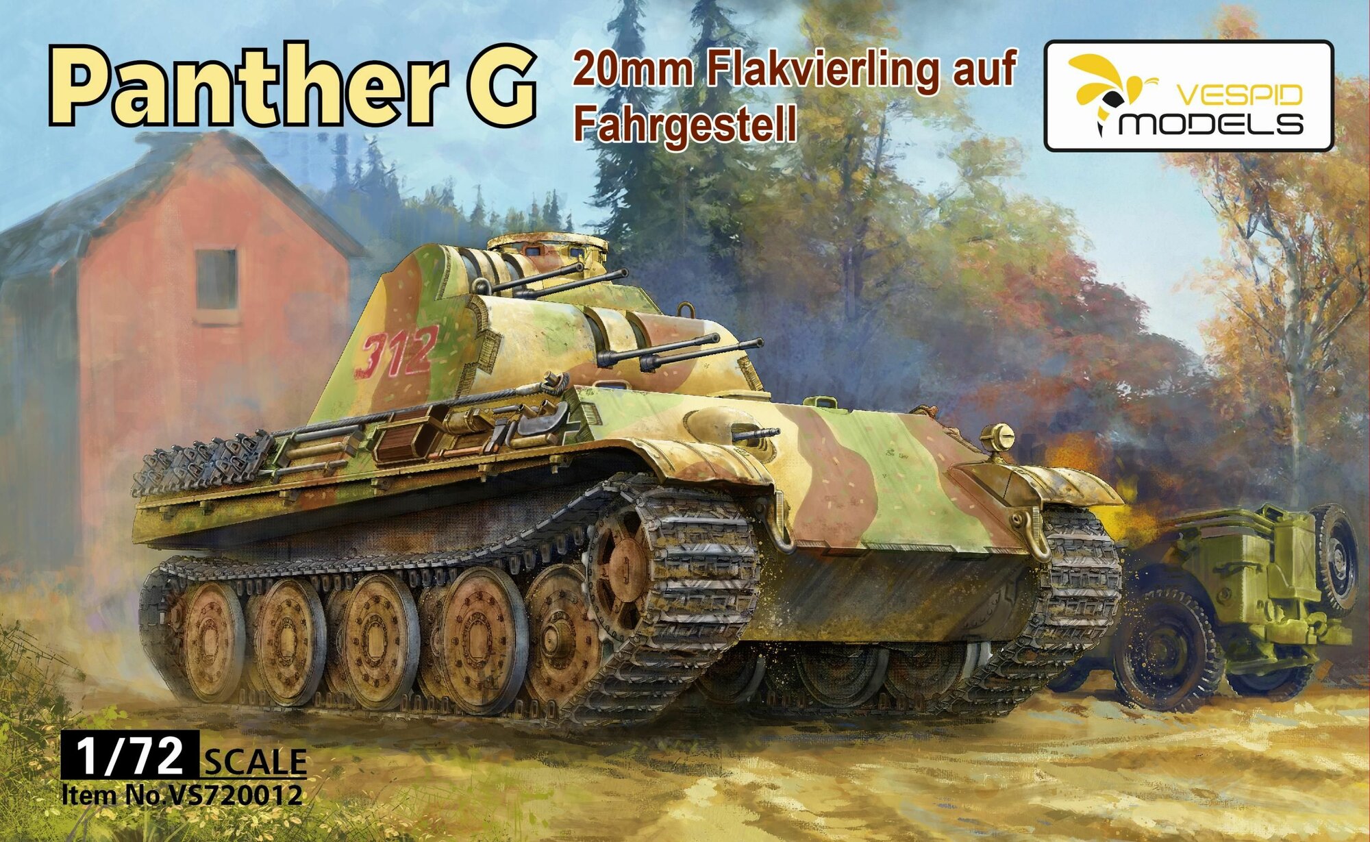 VESPID VS720012 1/72 20mm Flakvierling auf Panther G Fahrgestell Модель сборки танков