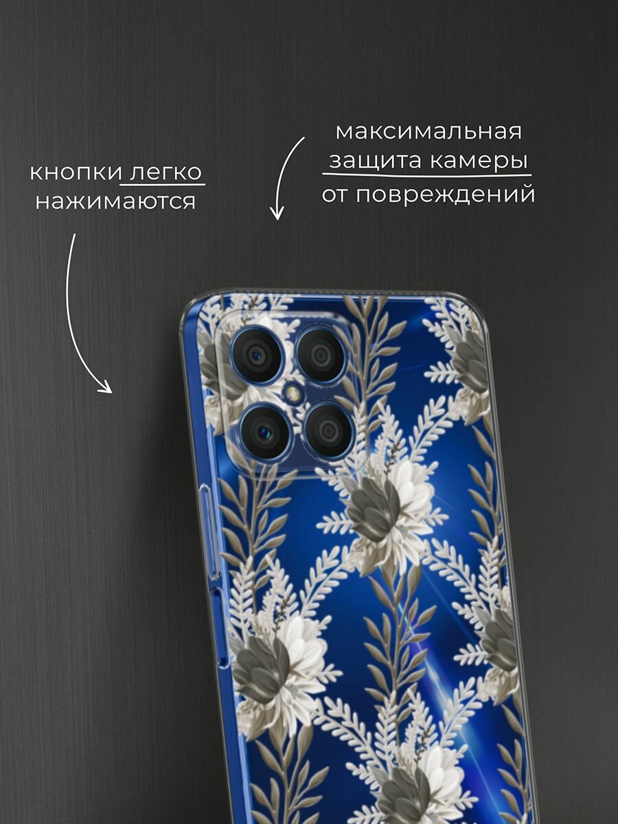 Чехол на Honor X8 / Хуавей X8 с принтом "Переплетение цветов" — фото 1
