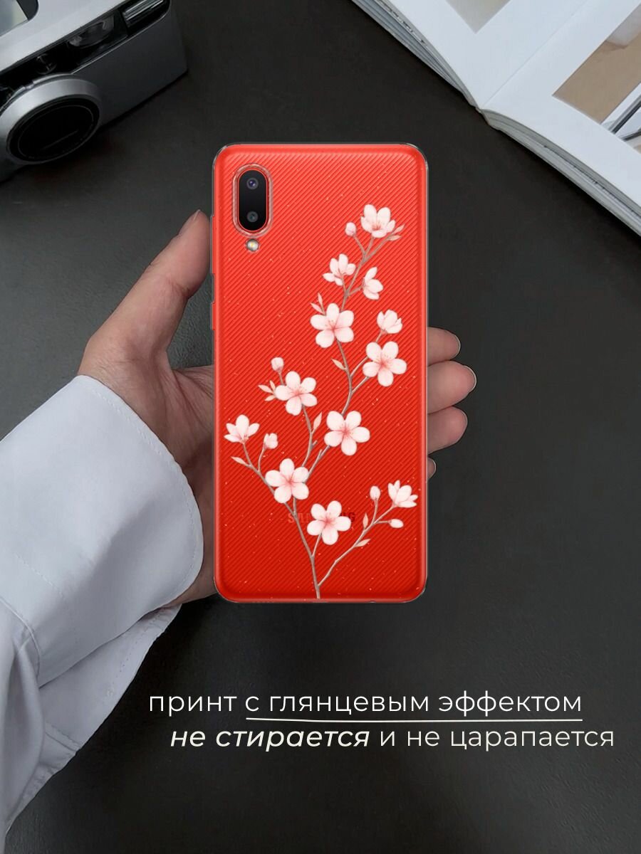 Чехол на Samsung Galaxy A02 / Самсунг Галакси А02 с принтом "Веточка сакуры 2" — фото 1