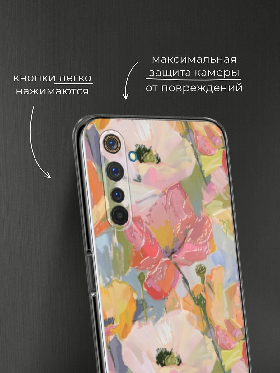 Чехол на Realme 6 Pro / Реалми 6 Про с принтом "Акварельные анемоны" — фото 1