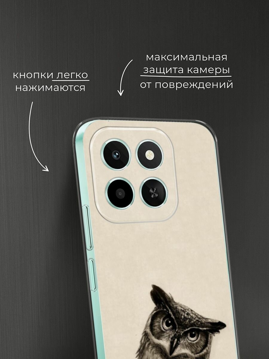 Силиконовый чехол на Honor X6c / Хонор X6c с принтом "Сова" — фото 1