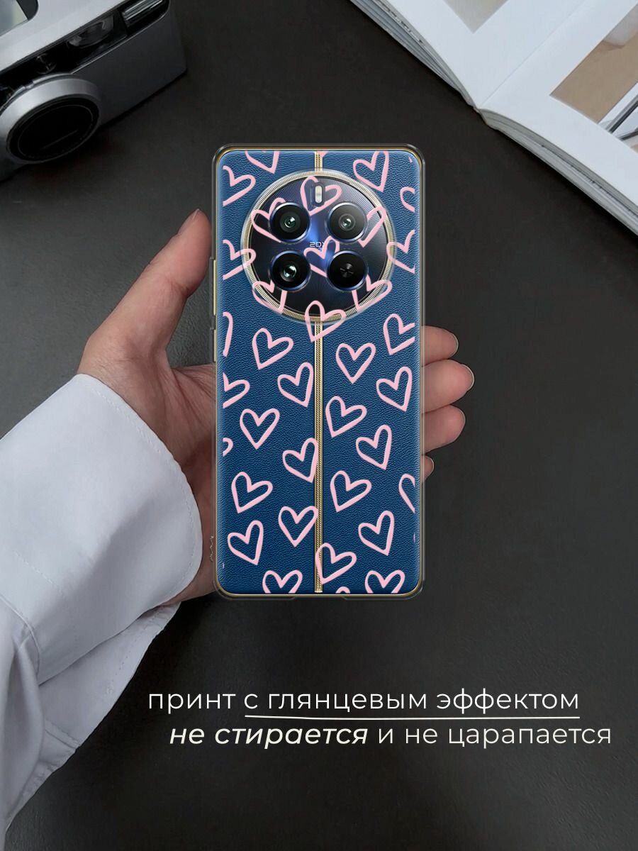 Чехол на Realme 12 Pro / Реалми 12 Про с принтом "Сердца паттерн" — фото 1