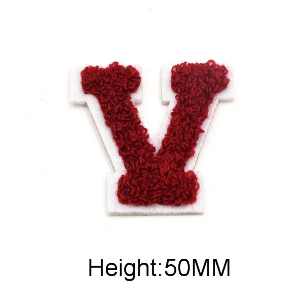 Нашивки с буквами vblingstone 50 мм Бордовый, V