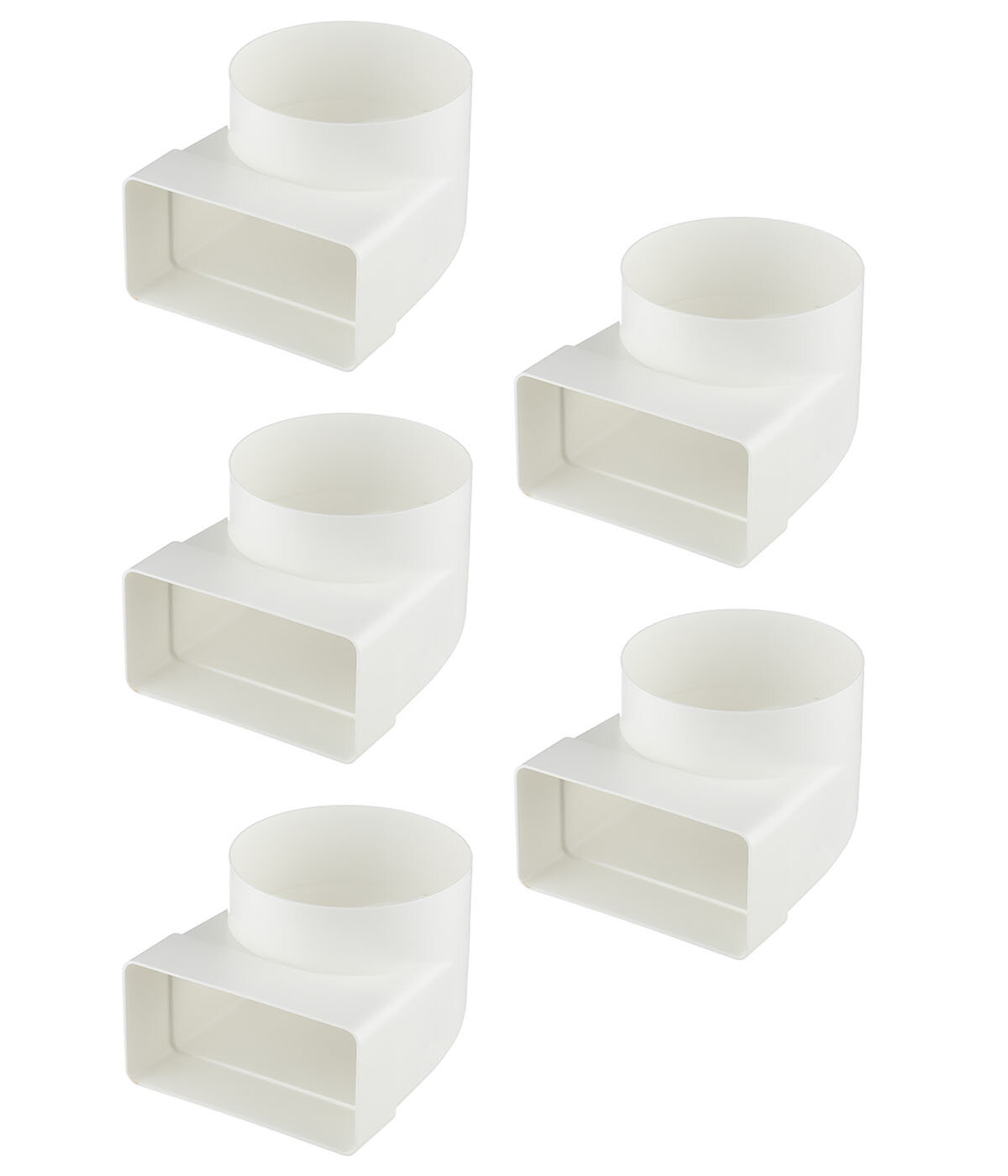 Соединитель угловой пластиковый для плоских воздуховодов 55х110 мм с круглыми d100 мм (5 шт.)