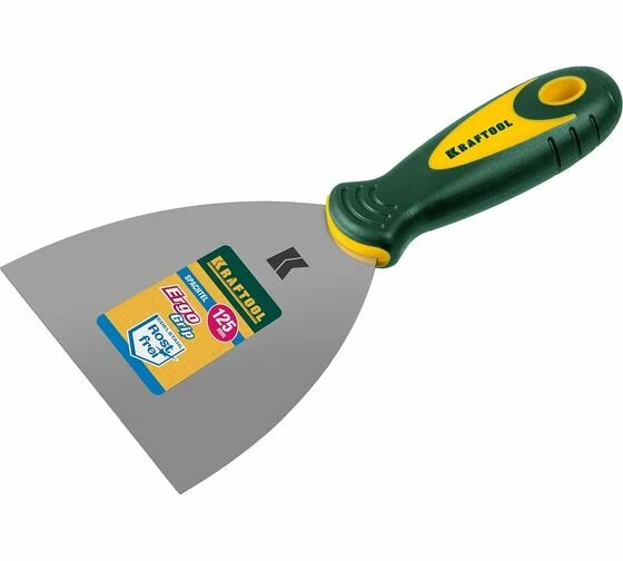 Шпательная лопатка с 2-компонентной ручкой KRAFTOOL профилированное нержав полотно, 125мм 10035-125