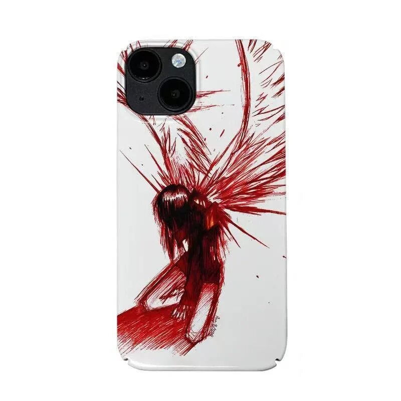 Чехол для телефона с красной фигурой и колючими крыльями в готическом стиле с острым для айфона 15