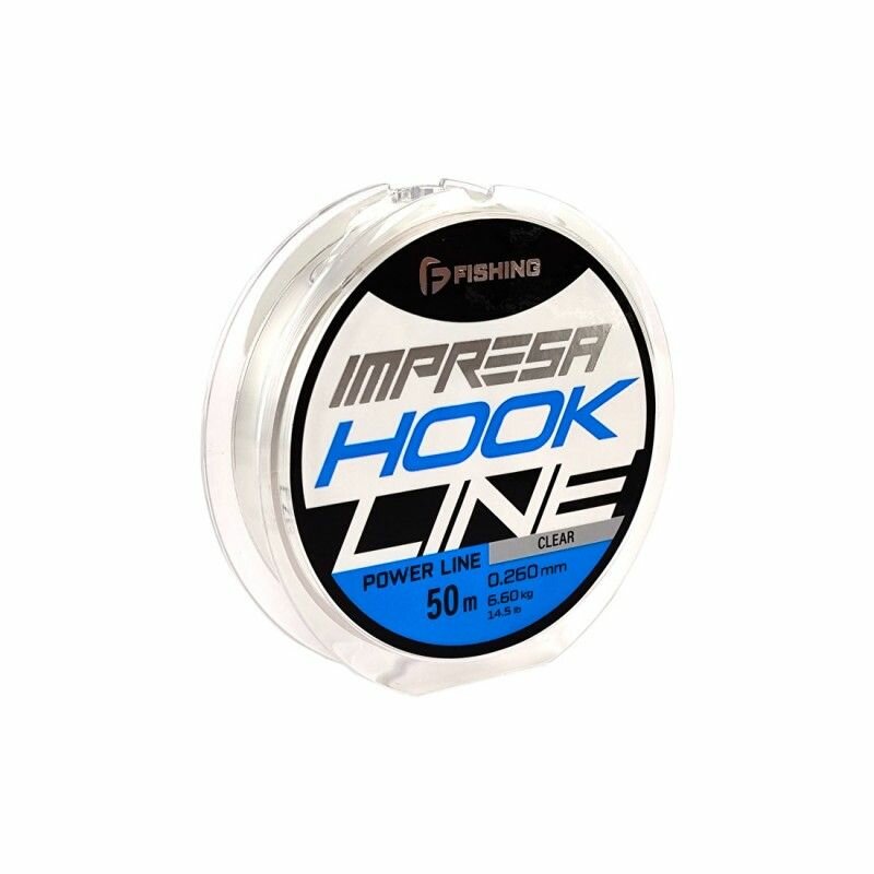 F-FISHING Леска Impresa Hook Line Clear 50м 0,260мм 6,60кг 14,5lb