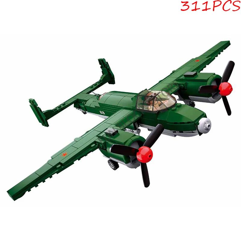 Конструктор SLUBAN Вторая мировая война, военная армия, Советский Союз, планер, истребитель, самолет, модель MOC, классические детские игрушки из фильма, Without box, Унисекс