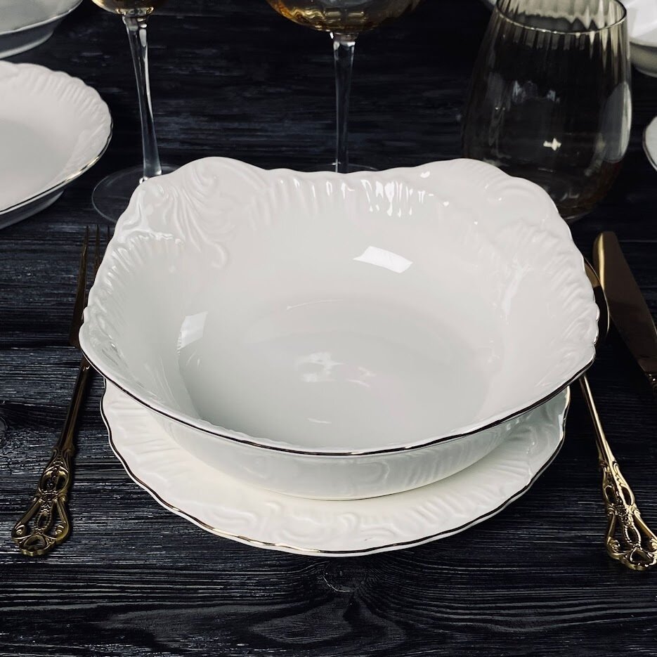 Квадартный салатник 20,5 см аврора золото