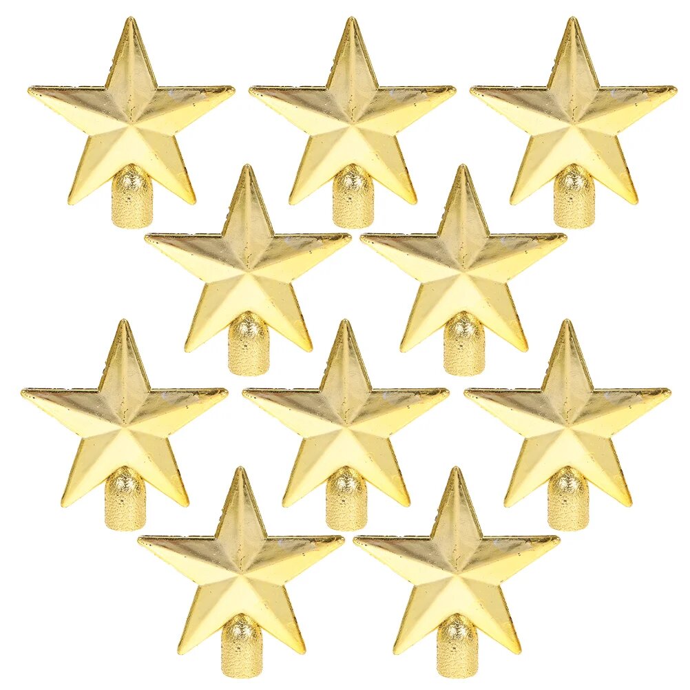 Мини-топперы для рождественской елки золотые пластиковые 10 шт