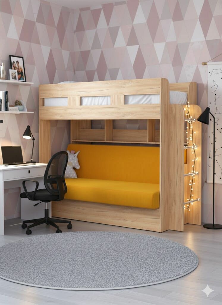 Двухъярусная кровать Фабрика Версаль, двухместная, с диваном