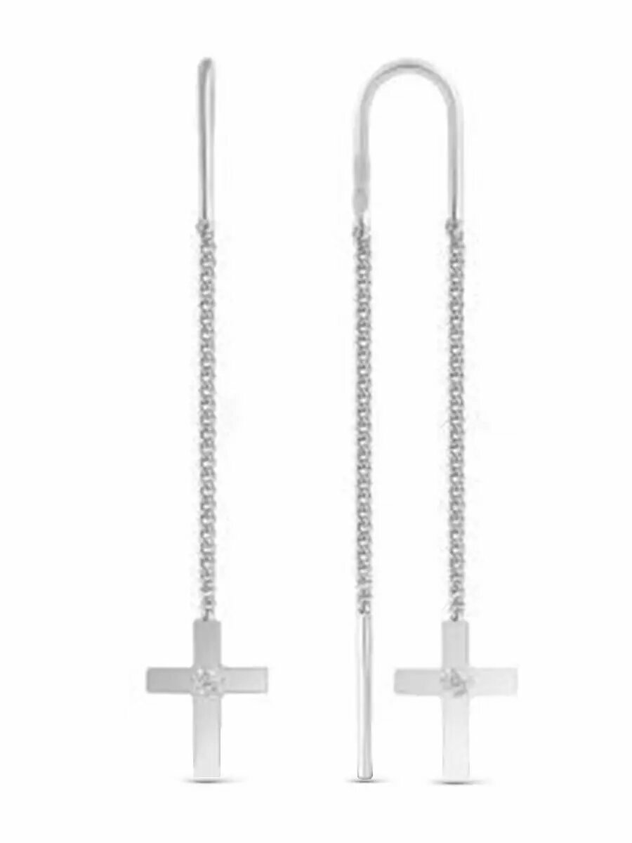 Серьги, серебро, 925 проба, фианит