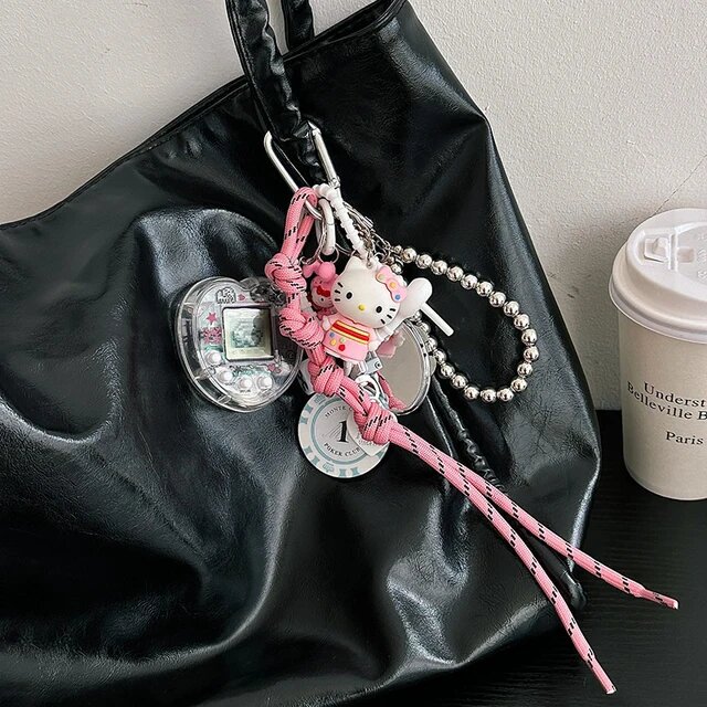 Брелок-сумочка Sanrios Mirror Hello Kitty Y2K с подвеской в виде летнего котенка, игральных костей, брелок с печатью, ювелирные изделия, аксессуары, подарок для девочки
