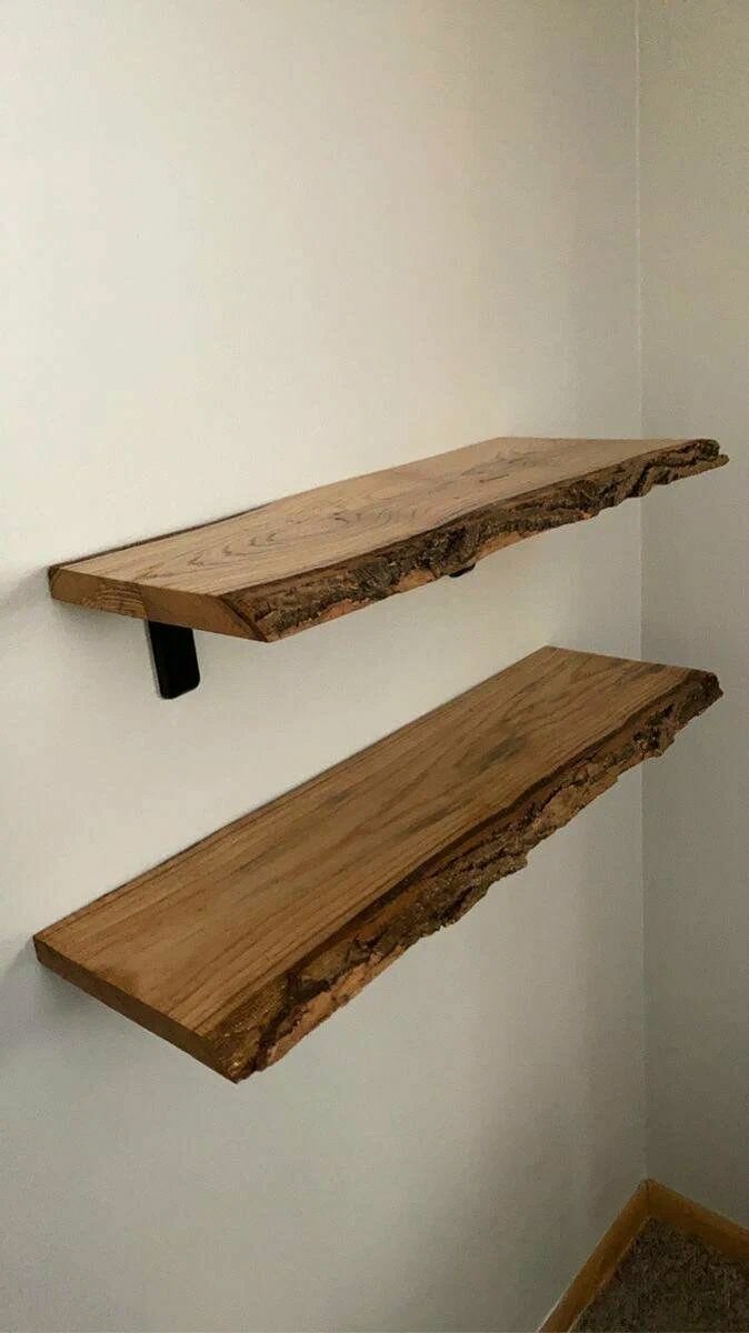 Лофт полка Roark из массива липы с живым краем и натуральной корой 900 x 200 x 25