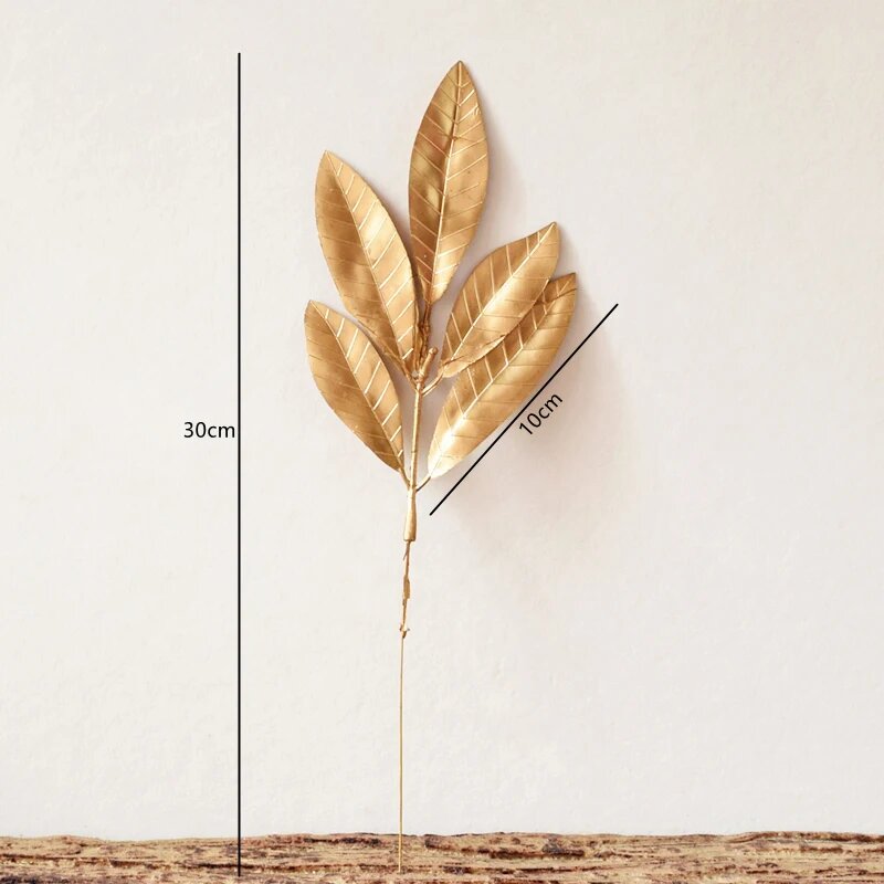Искусственные золотые листья ветка Золотой