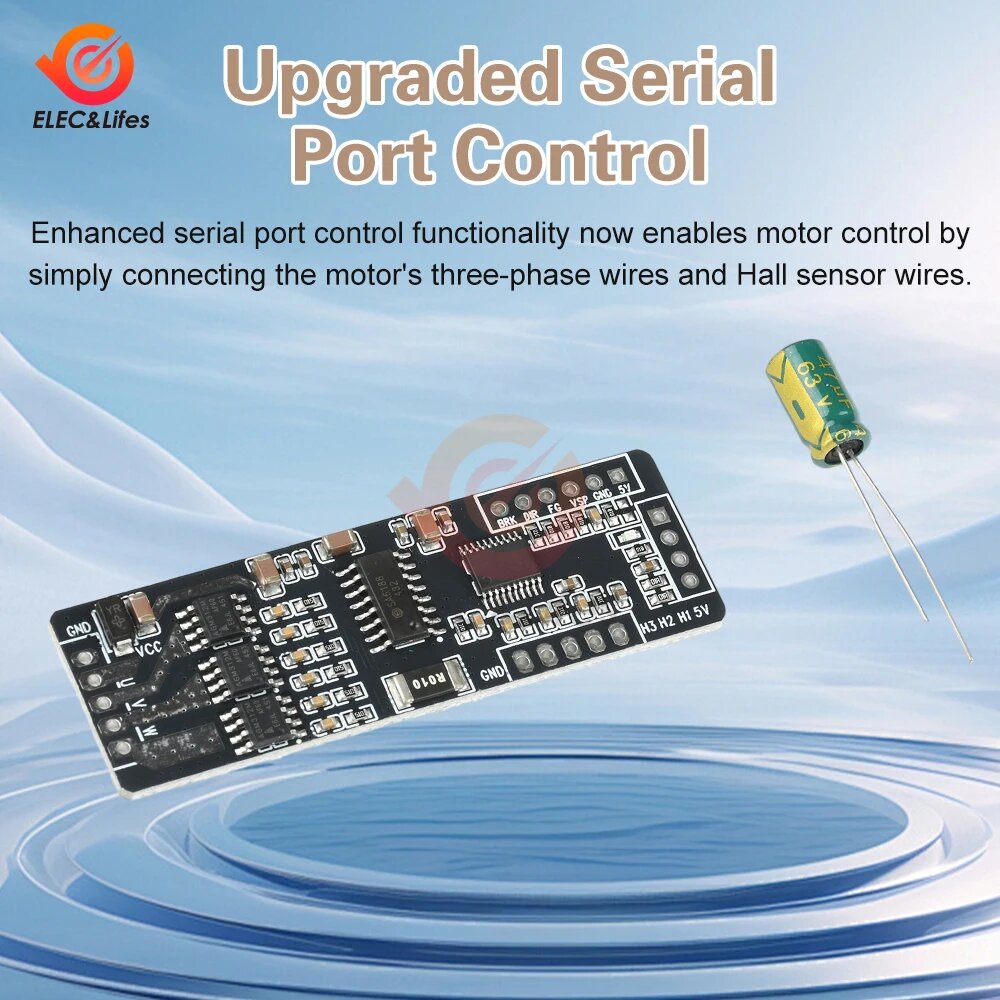 Высокоскоростной бесщеточный контроллер двигателя постоянного тока, 100 000 об/мин, 7-40 В, 4 А, с датчиком Холла, ШИМ/0-5 В/последовательное управление для драйвера двигателя BLDC