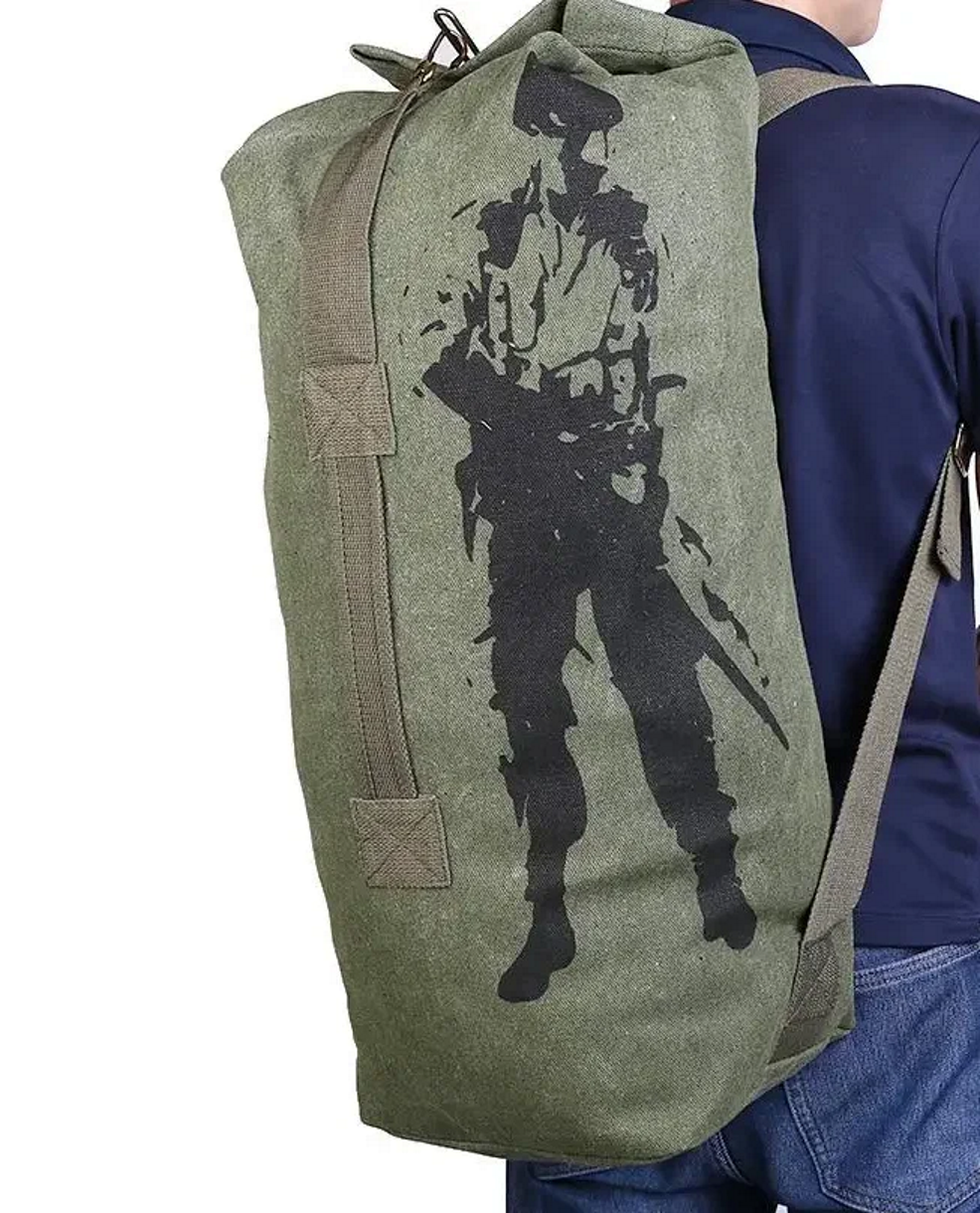 Рюкзак-баул брезентовый сумка-мешок с ручкой транспортная - 50 литров олива зеленый