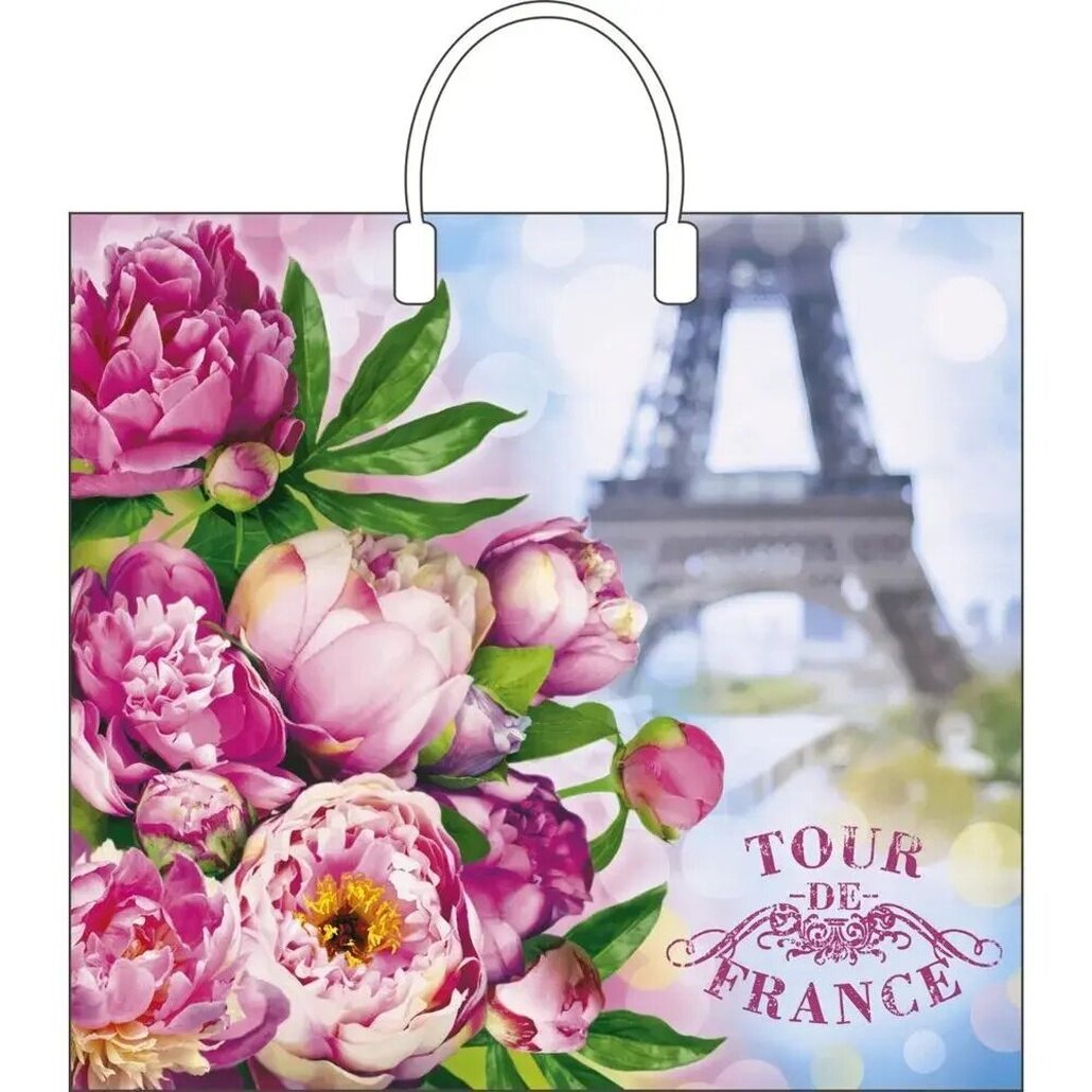 Пакет ПЭ с пластиковыми ручками, комплект 10 шт, 38х10 см, ламинация, для подарков и праздников