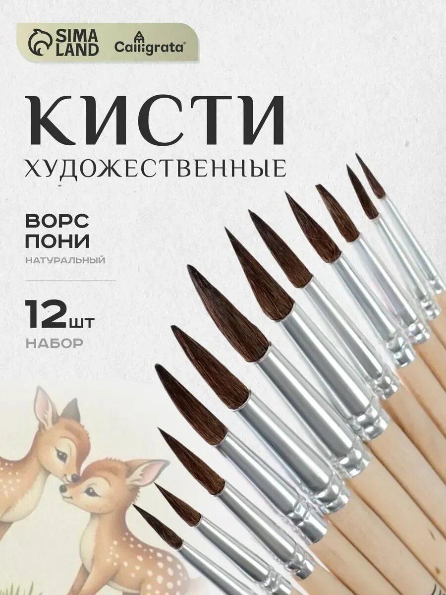 Кисточки для рисования набор 12 шт.