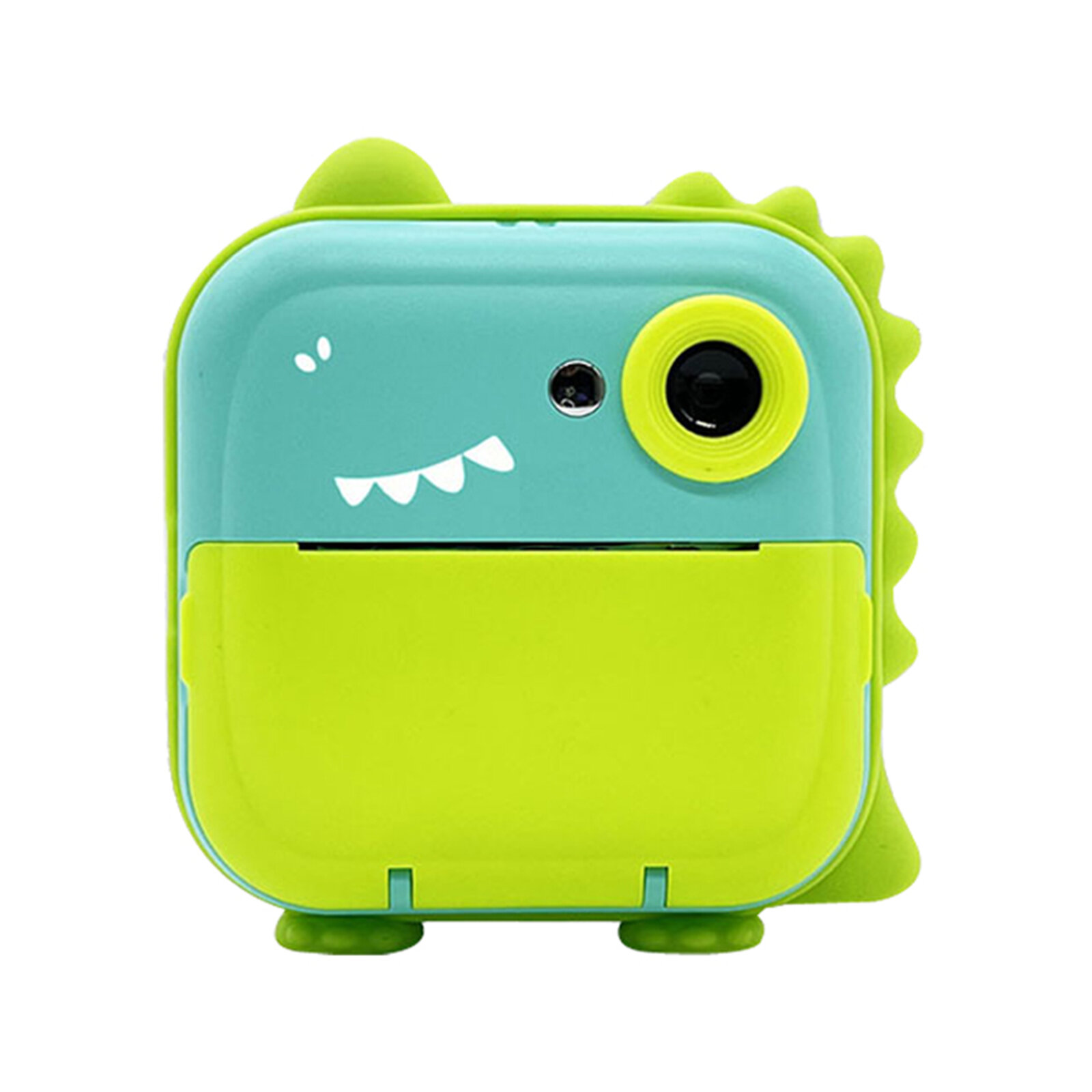 Детская камера моментального печати 2400W с экраном 2.4" черно-белый безчерниловый термопринтер с двойными объективами для девочек и мальчиков зеленый ABS силикон 1200mAh 11*10*5cm 180g 3 листа бумаги для печати люстра USB кабель инструкция